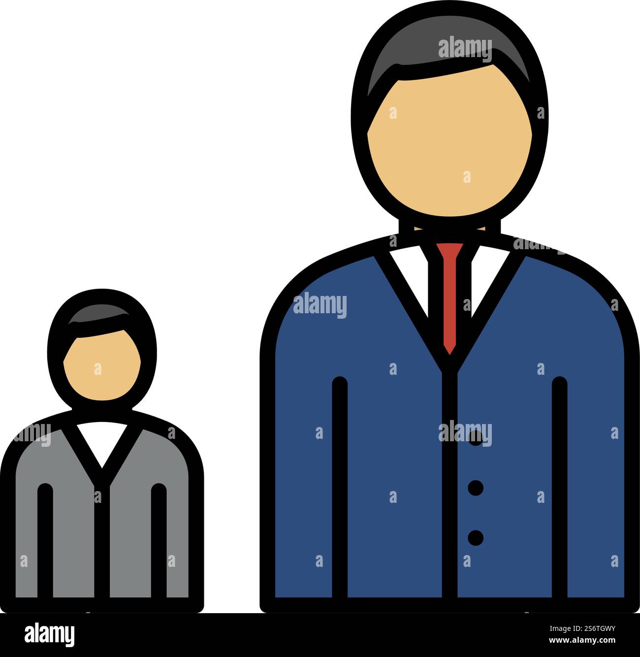 Man Boss With Subordinate Icon. Editable Bold Outline With Color Fill ...