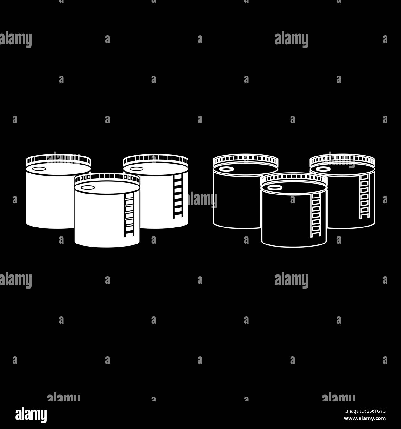 Tanks with oil storage set icon white color vector illustration image simple solid fill outline ...