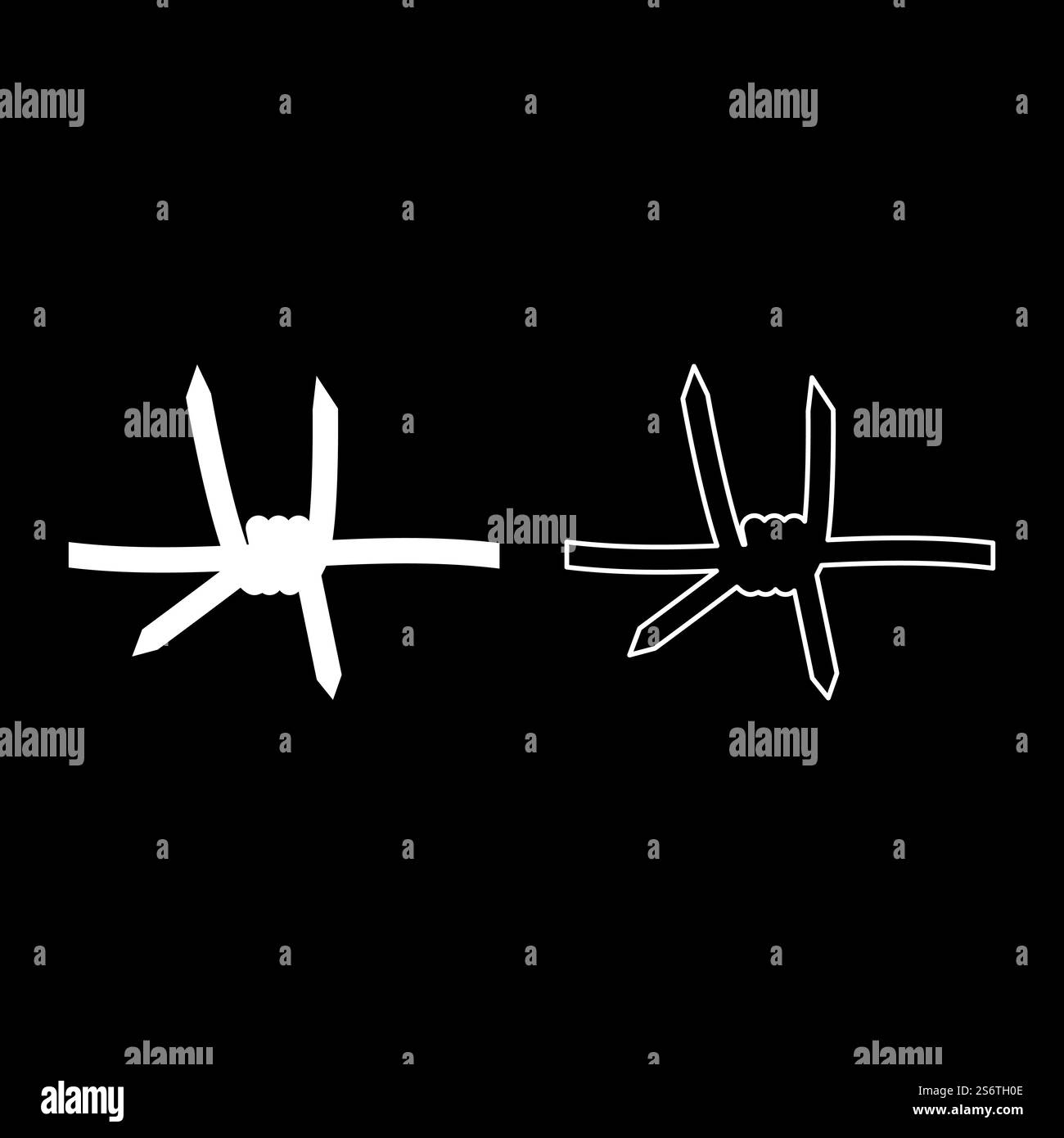 Barbed wire set icon white color vector illustration image simple solid fill outline contour ...