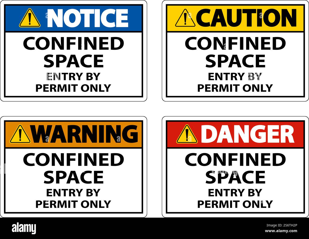 Confined Space Entry By Permit Only Sign Stock Vector Image & Art - Alamy