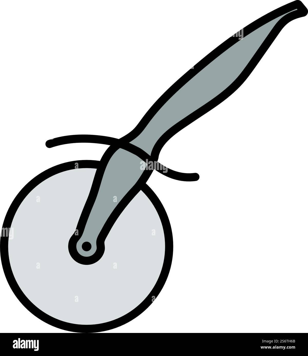 Pizza Roll Knife Icon. Editable Bold Outline With Color Fill Design ...