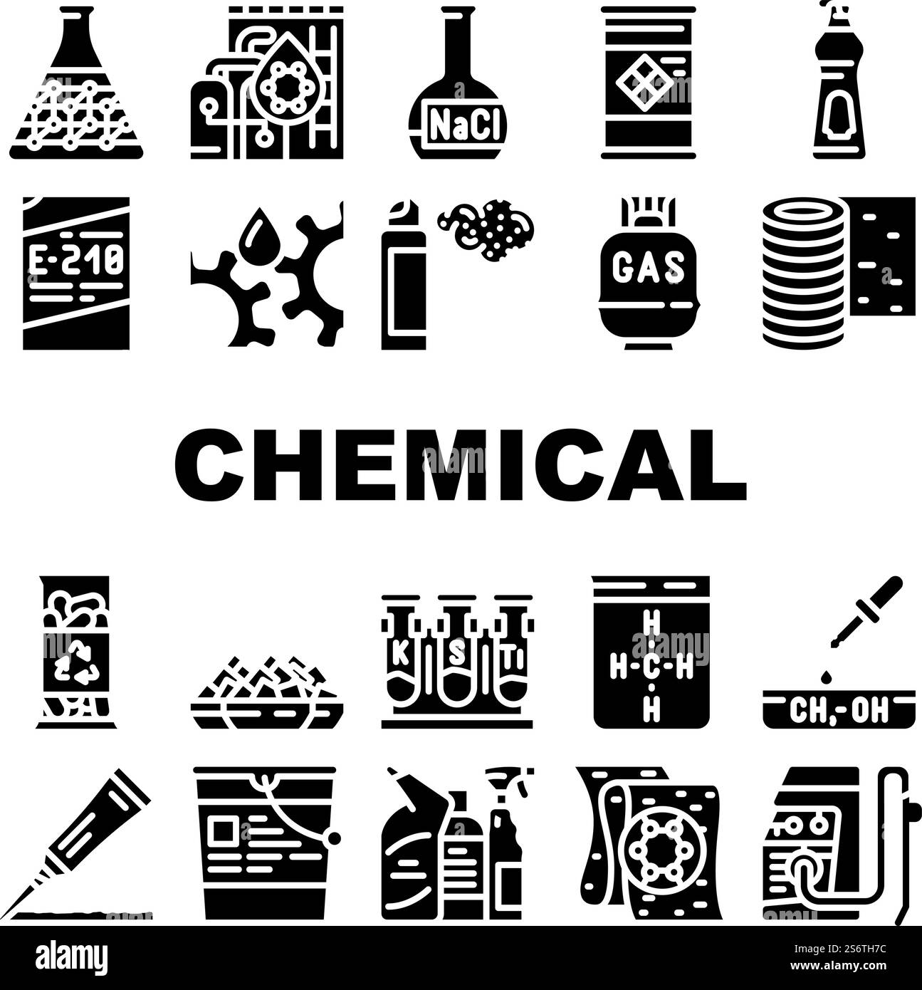 Chemical Industry Production Icons Set Vector. Specialty Chemical ...