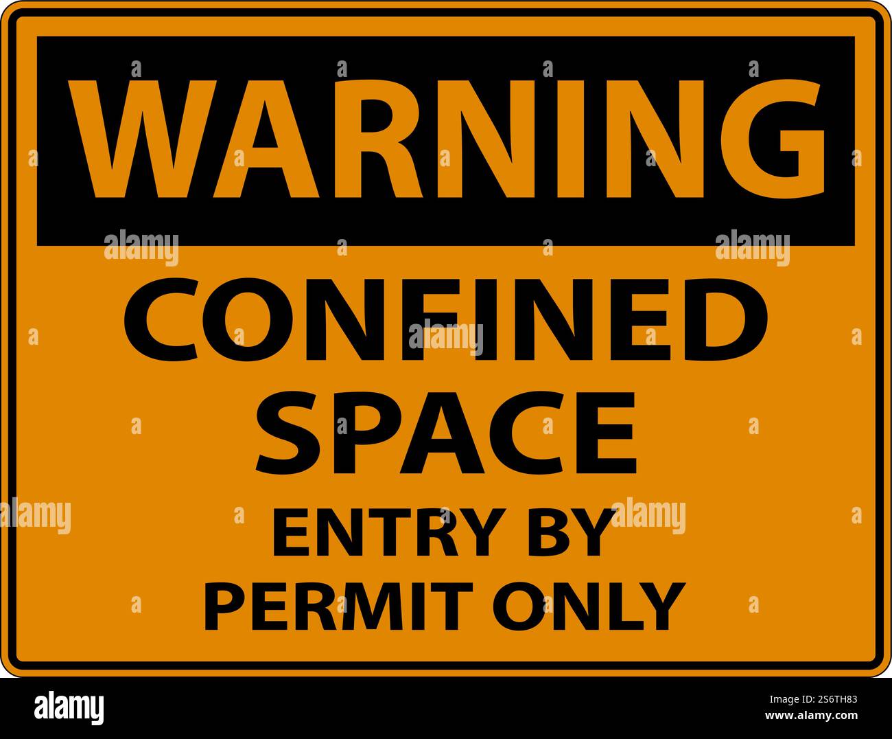 Warning Confined Space Entry By Permit Only Sign Stock Vector Image ...