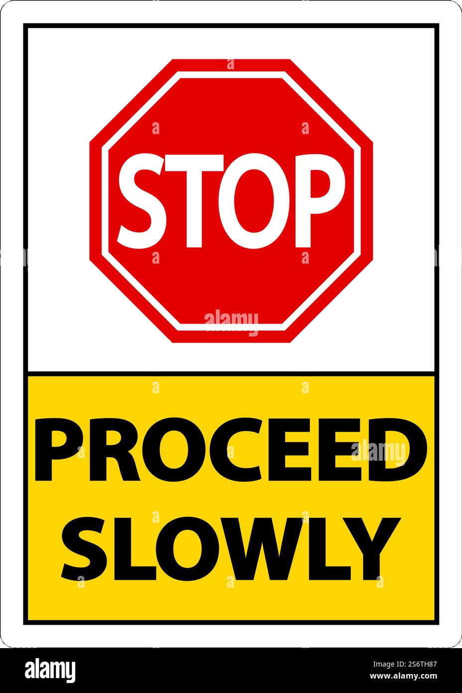 2-Way Stop Proceed Slowly Sign On White Background Stock Vector Image ...