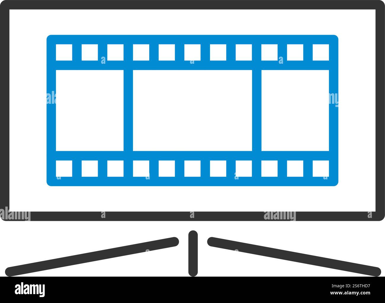 Cinema TV Screen Icon. Editable Bold Outline With Color Fill Design ...