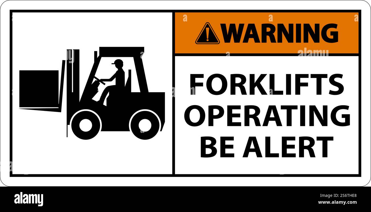 Warning 2-Way Forklifts Operating Sign On White Background Stock Vector ...