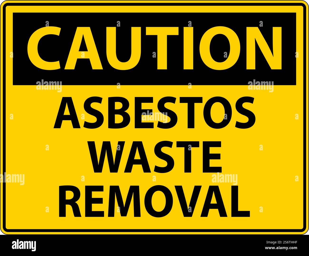 Caution Asbestos Waste Removal Sign On White Background Stock Vector ...