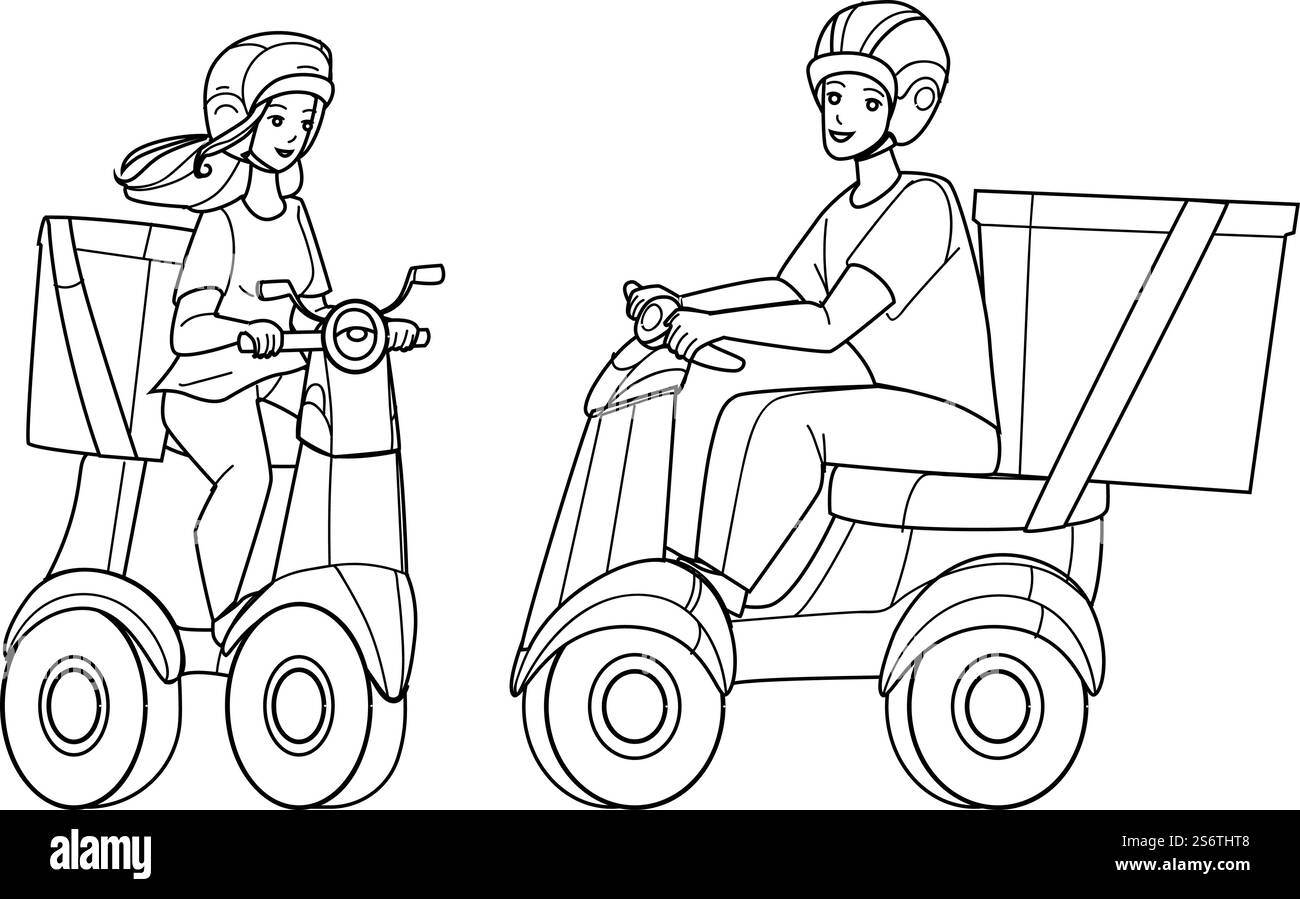 scooter delivery food. motorcycle service. fast man. free courier box. express order character ...