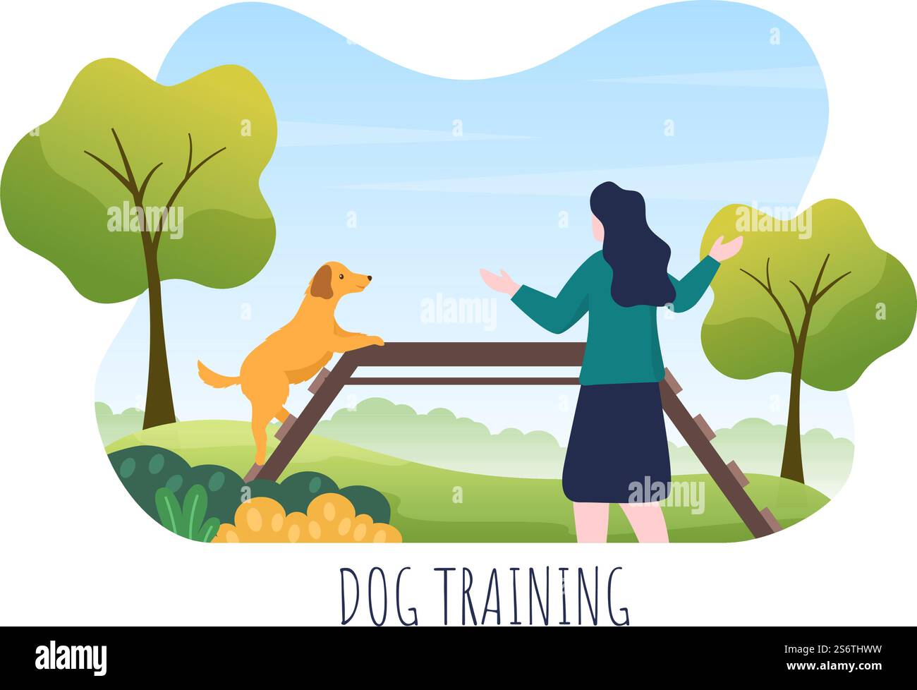 Dogs Training Center at Playground with Instructor Teaching Pets or ...