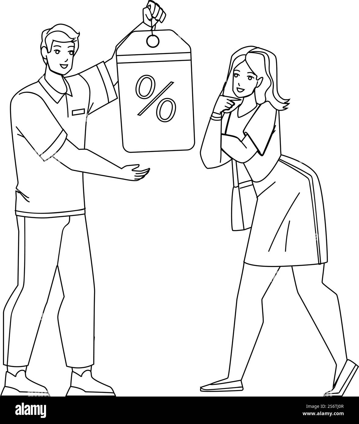 Girl shopping black line pencil drawing hi-res stock photography and ...