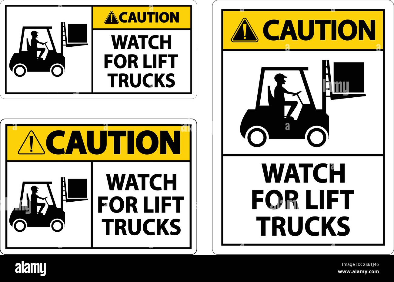 Caution Watch For Lift Trucks Sign On White Background Stock Vector ...