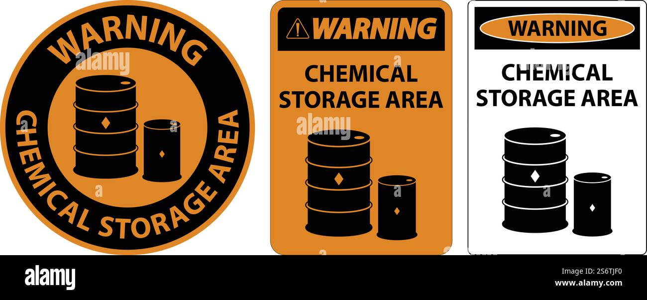 Warning Chemical Storage Area Sign On White Background Stock Vector ...