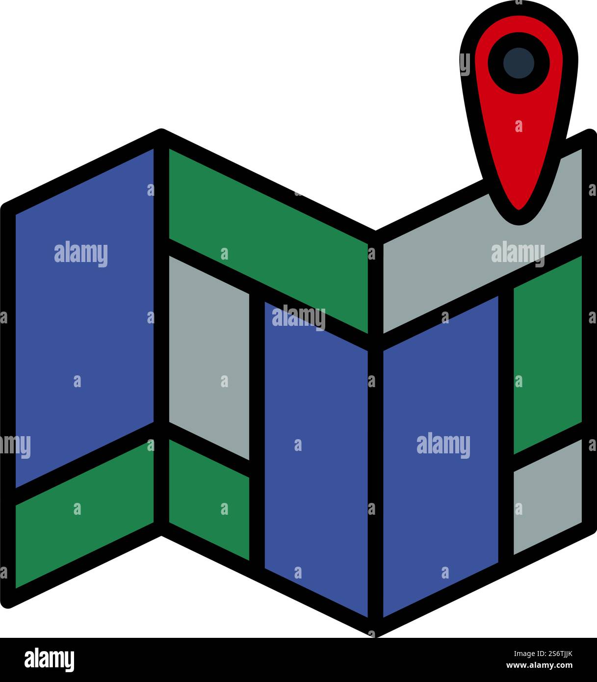 Icon Of Map Scheme Editable Bold Outline With Color Fill Design