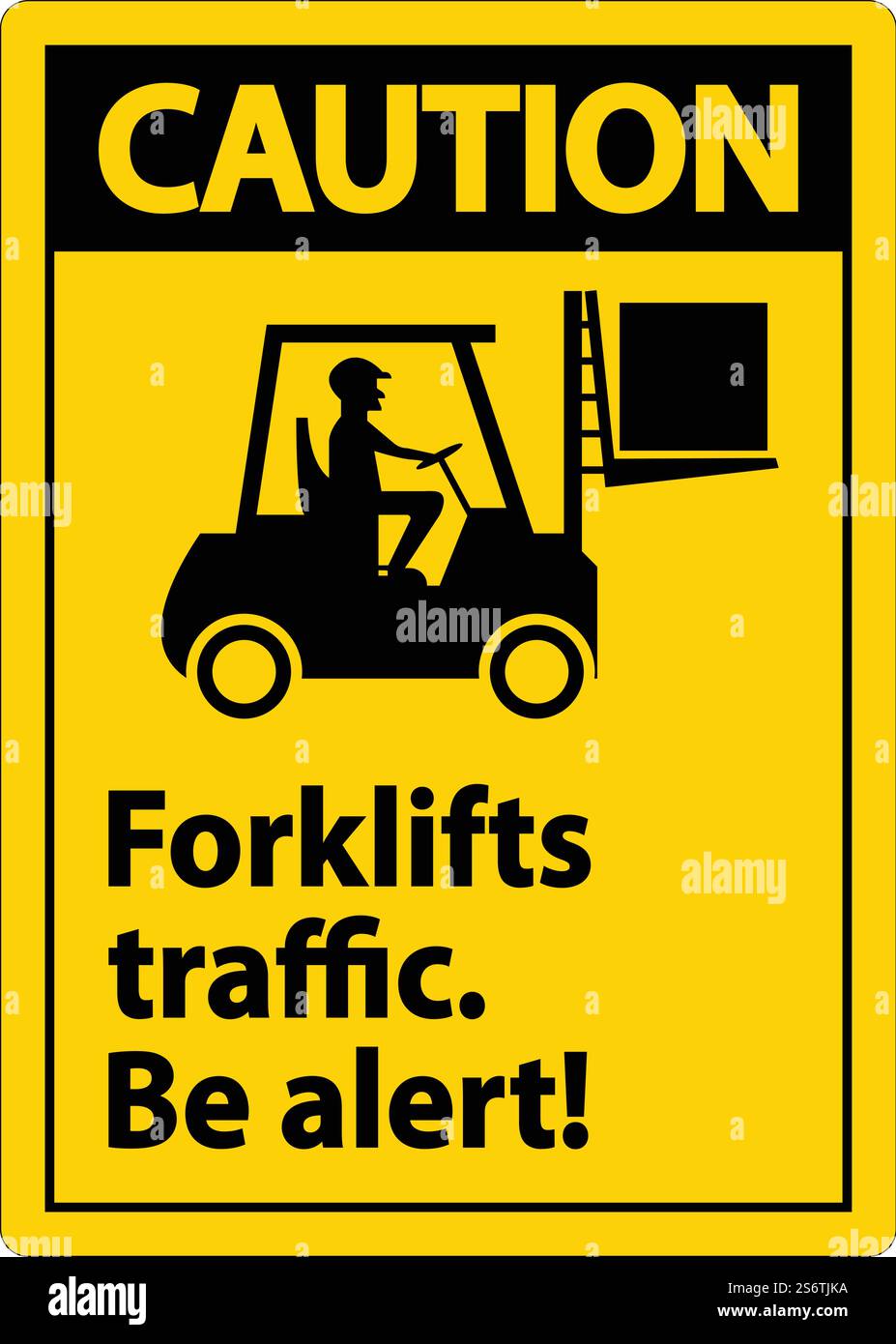Caution Forklift Traffic Be Alert Sign On White Background Stock Vector ...
