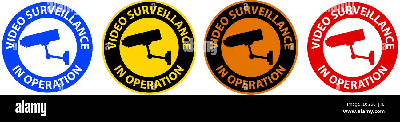 Video Surveillance In Operation Sign White Background Stock Vector ...