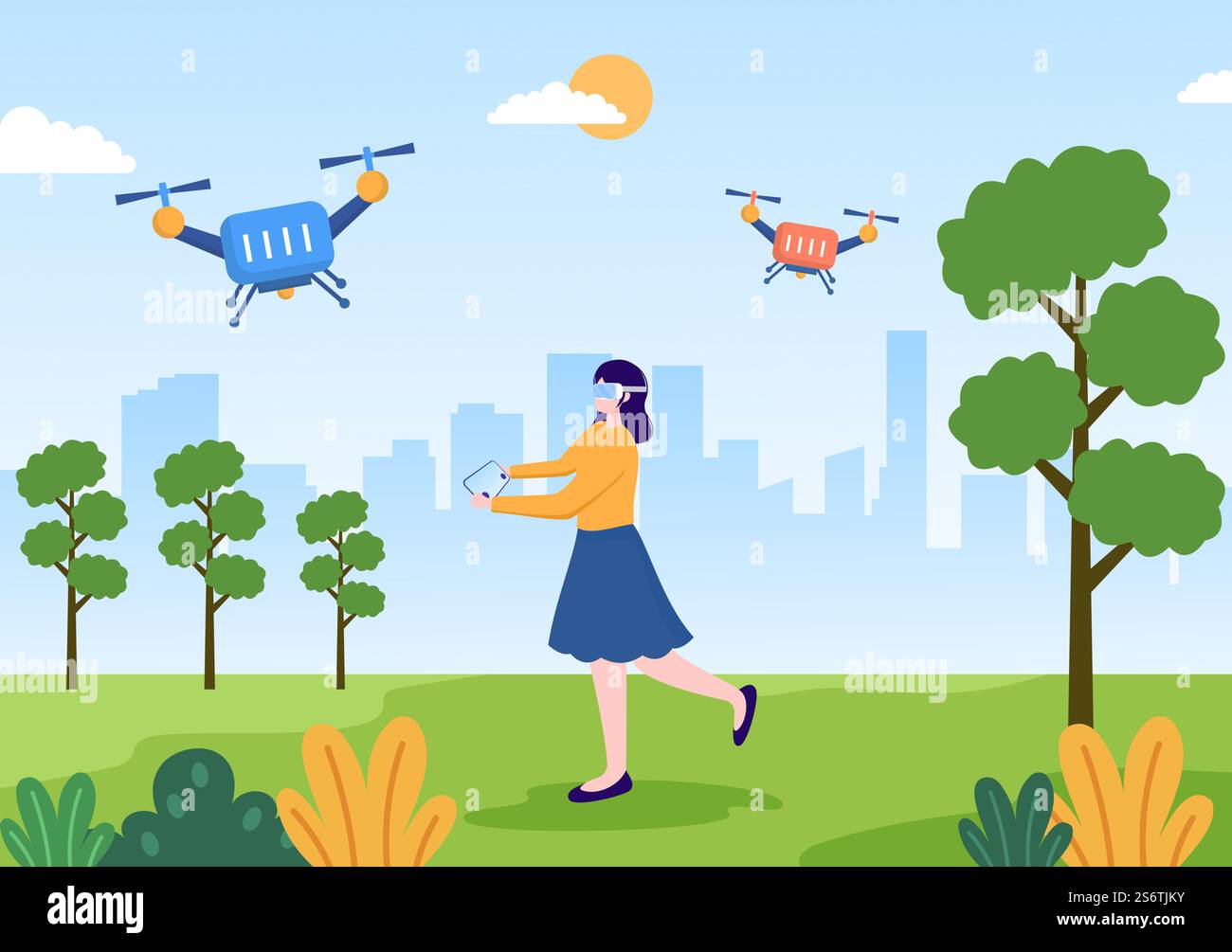Drone with Camera Remote Control Driven Flying Over to Taking ...