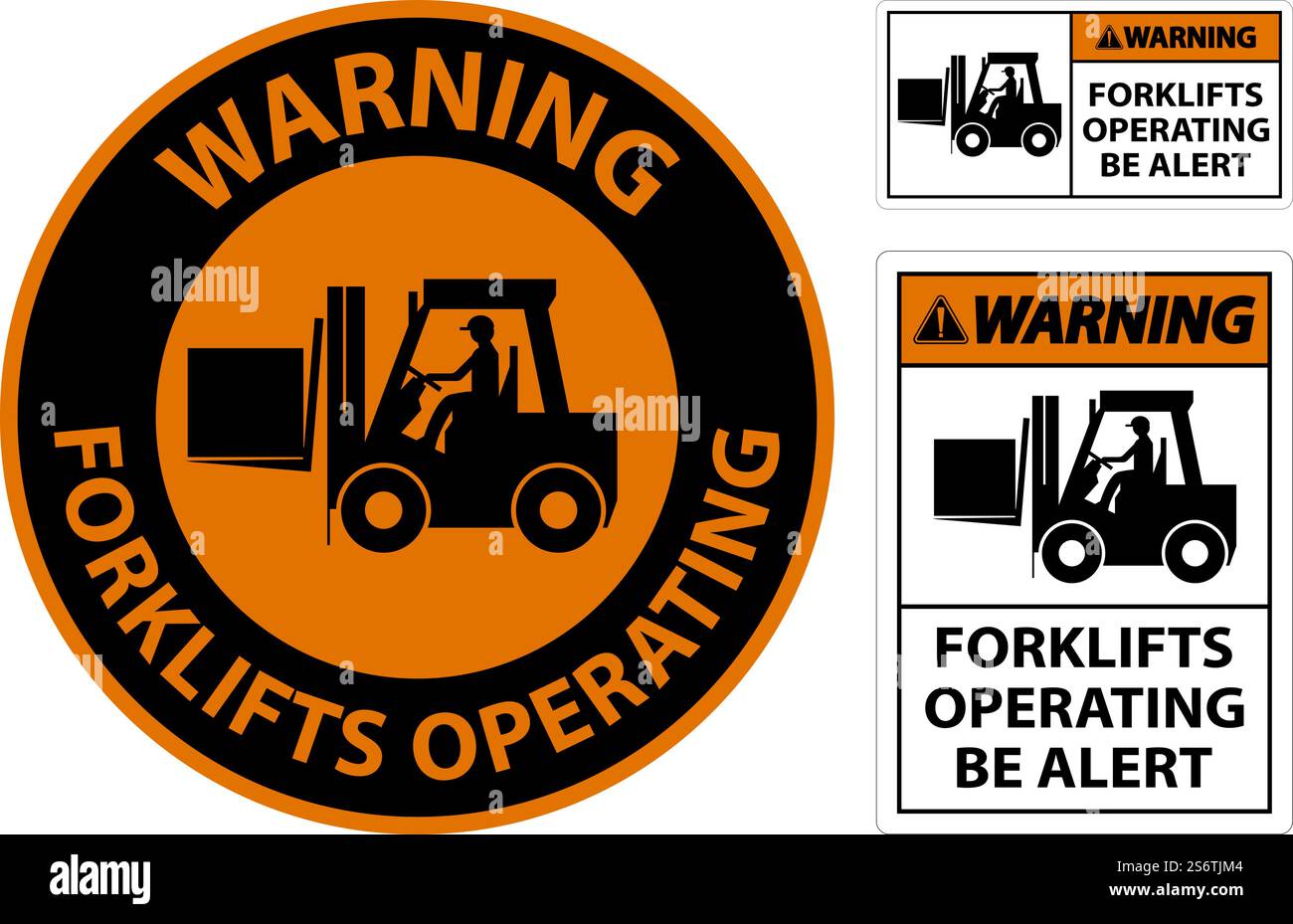 Warning 2-Way Forklifts Operating Sign On White Background Stock Vector ...