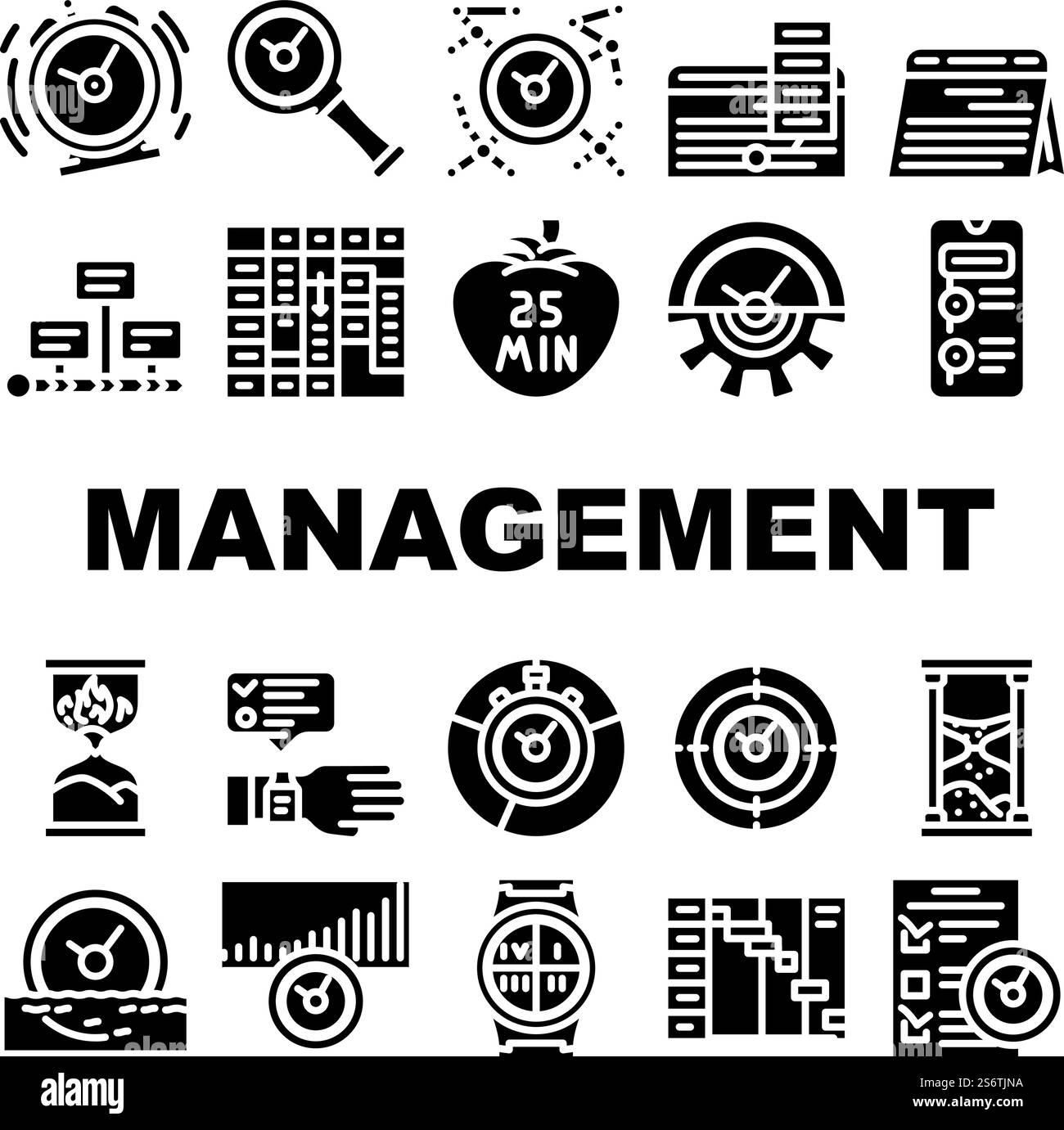 Time Management And Planning Icons Set Vector. Timeline And Check List ...