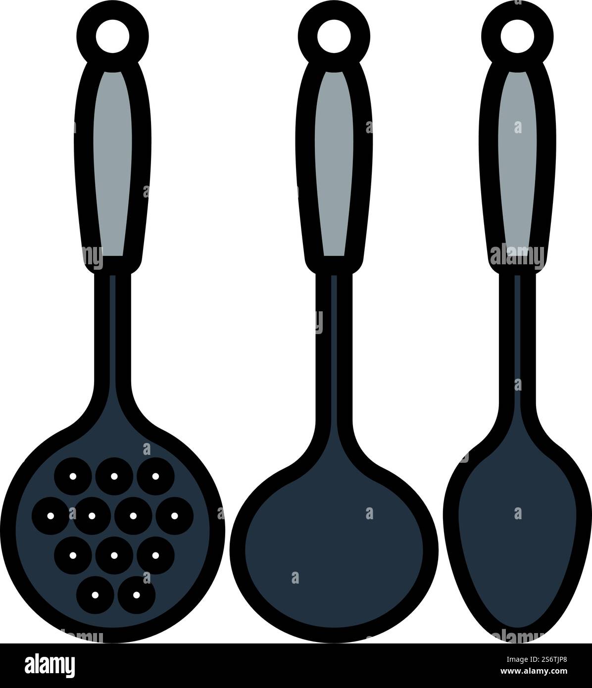 Ladle Set Icon. Editable Bold Outline With Color Fill Design. Vector ...