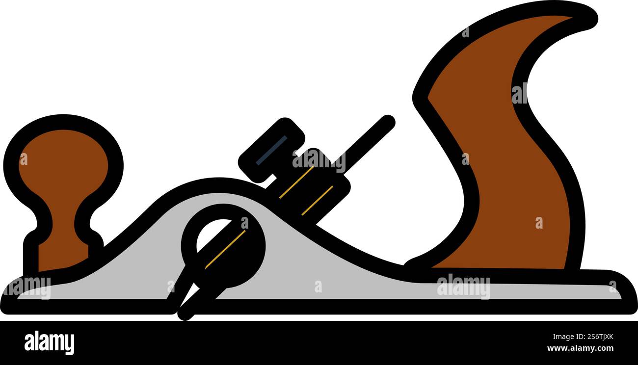 Jack-plane Tool Icon. Editable Bold Outline With Color Fill Design ...