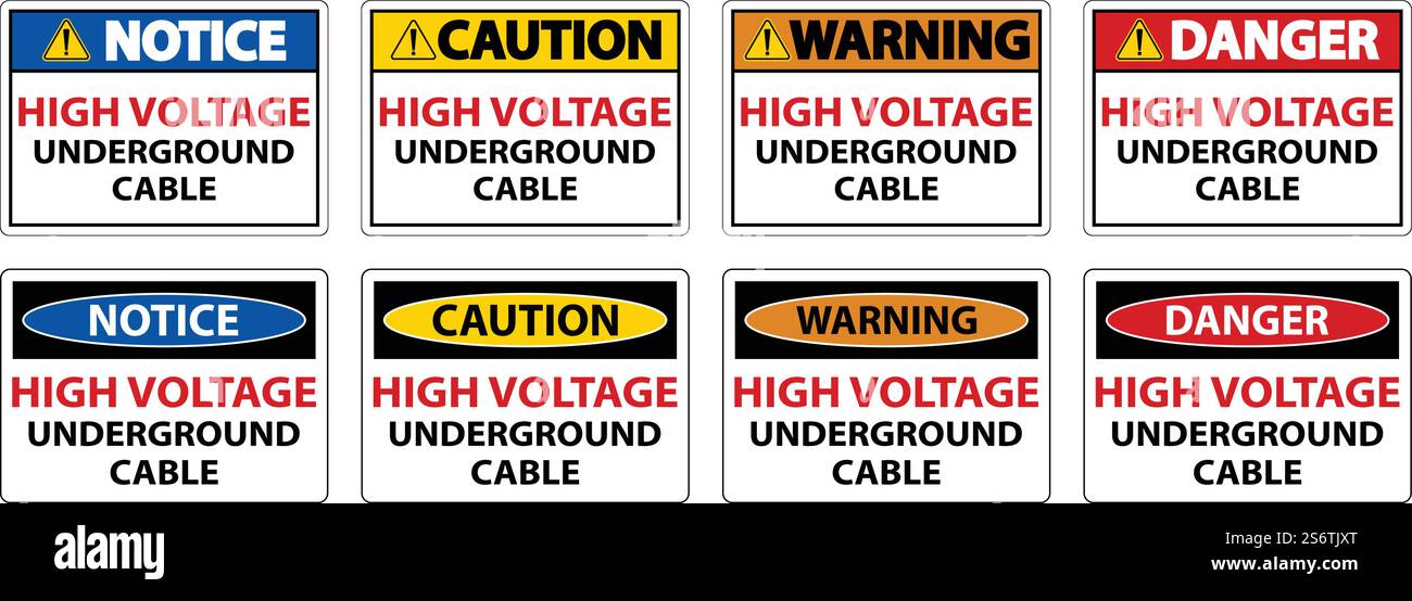 High Voltage Cable Underground Sign On White Background Stock Vector ...