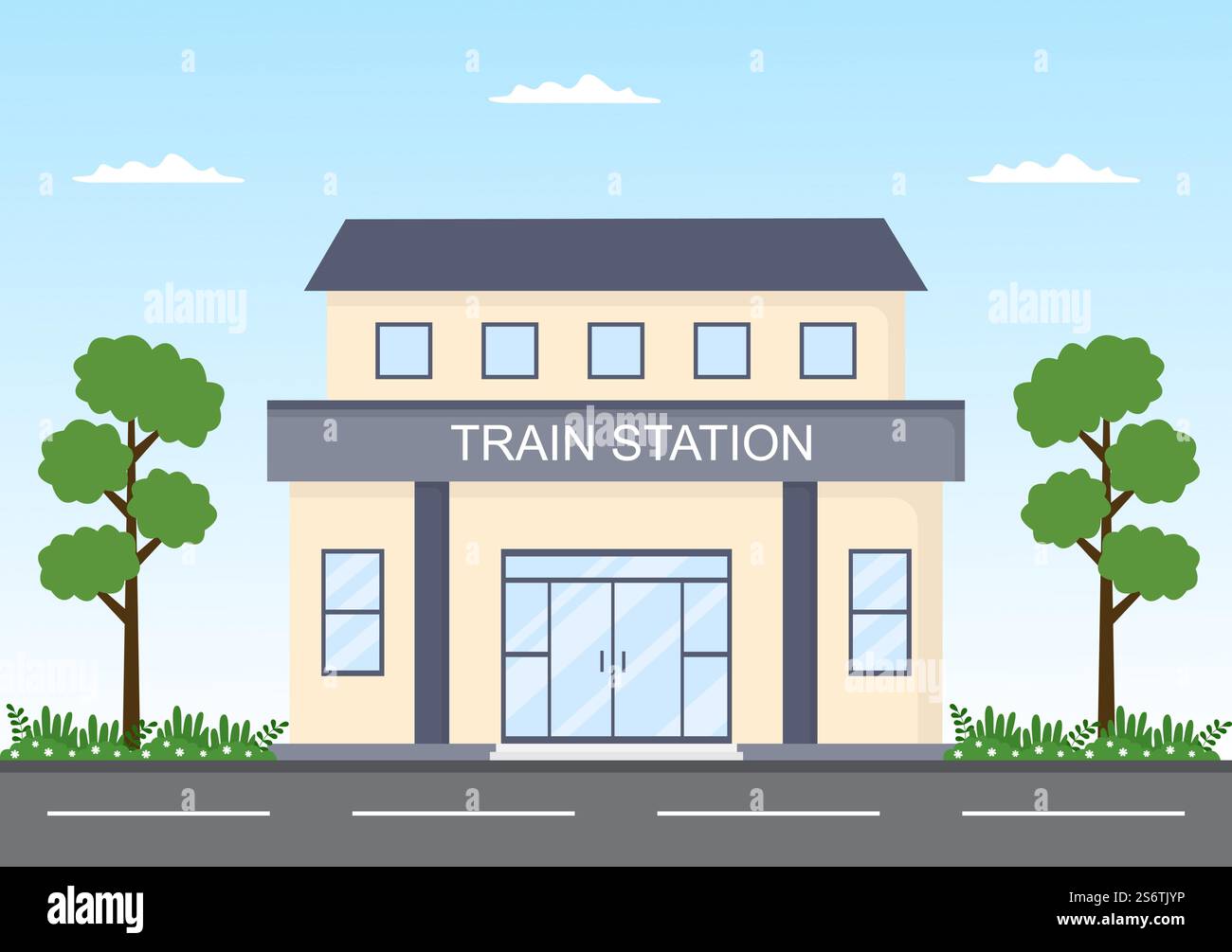 Train Station Building with Train Transport Scenery, Platform for ...