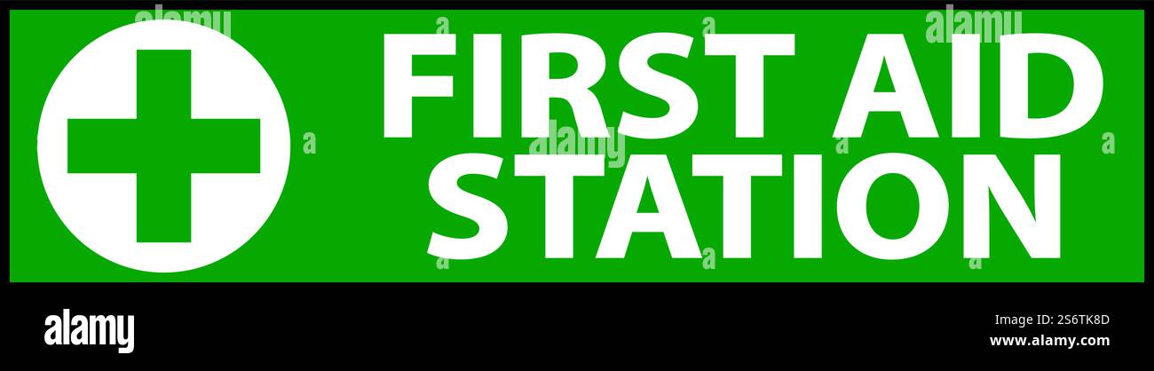 First Aid Station Label Sign on white background Stock Vector Image ...