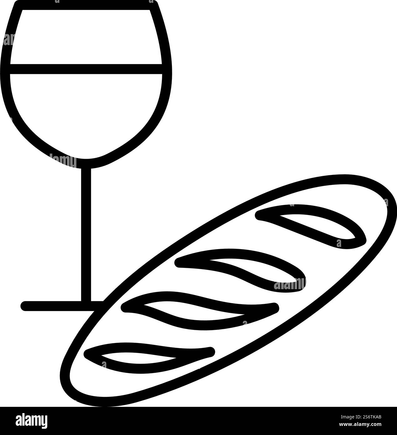 Easter Wine And Bread Icon. Bold outline design with editable stroke width. Vector Illustration ...