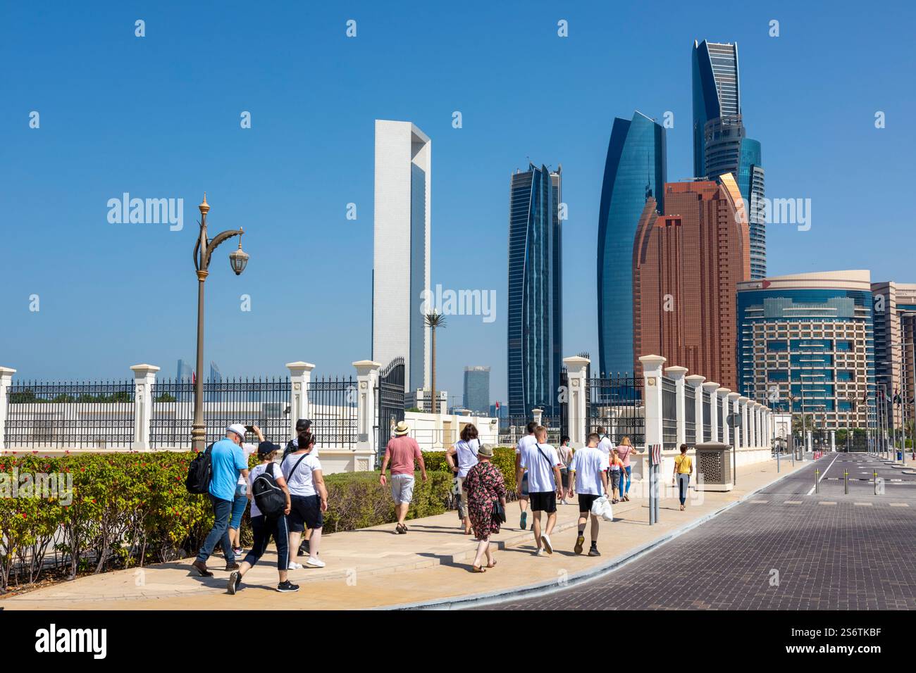 United Arab Emirates, Abu Dhabi. The skyscrapers that make up the ...