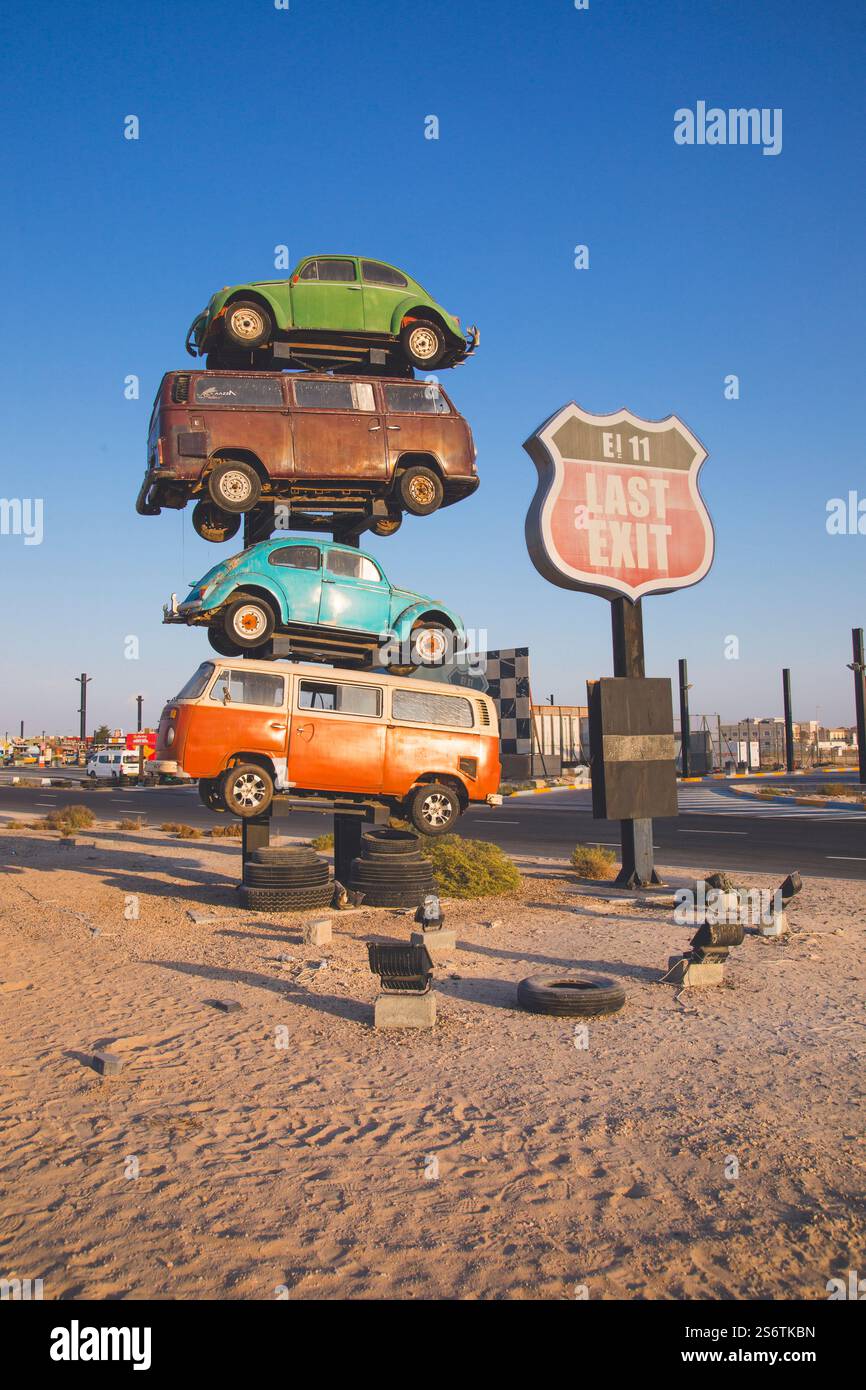United Arab Emirates, Dubai. E11. Last Exit. Highway area in Route 66 ...
