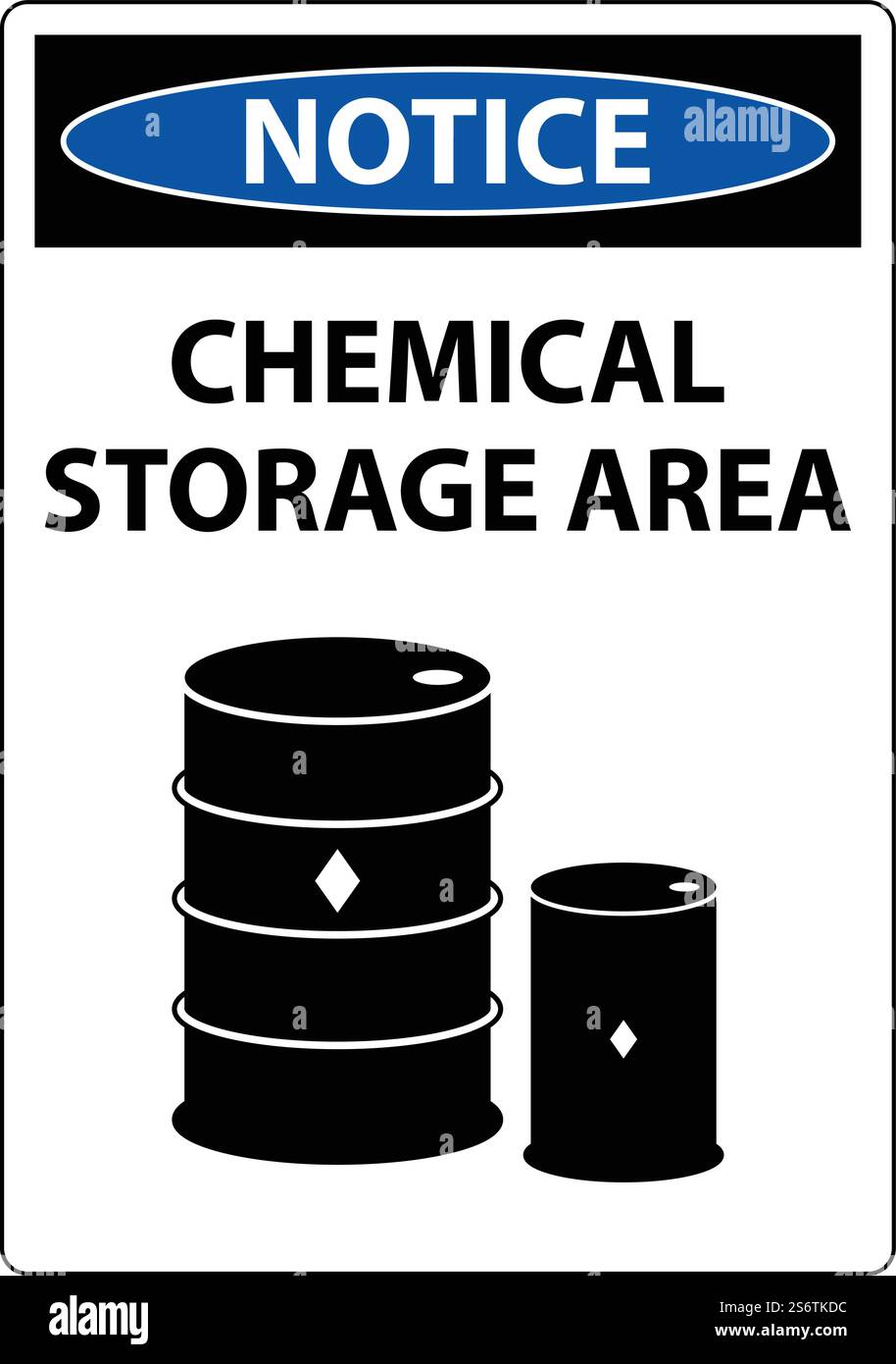 Notice Chemical Storage Area Sign On White Background Stock Vector ...