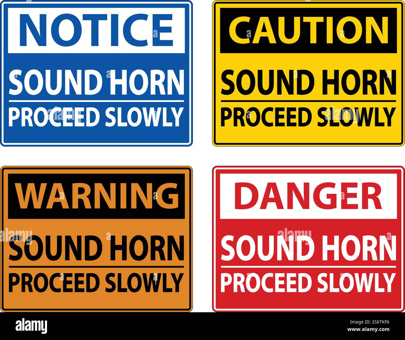 Caution Sound Horn Proceed Slowly Sign On White Background Stock Vector ...