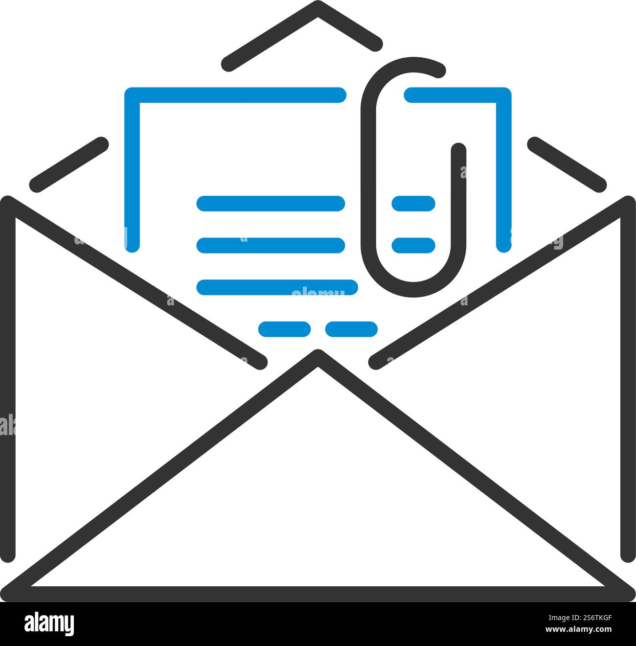 Mail With Attachment Icon. Editable Bold Outline With Color Fill Design ...