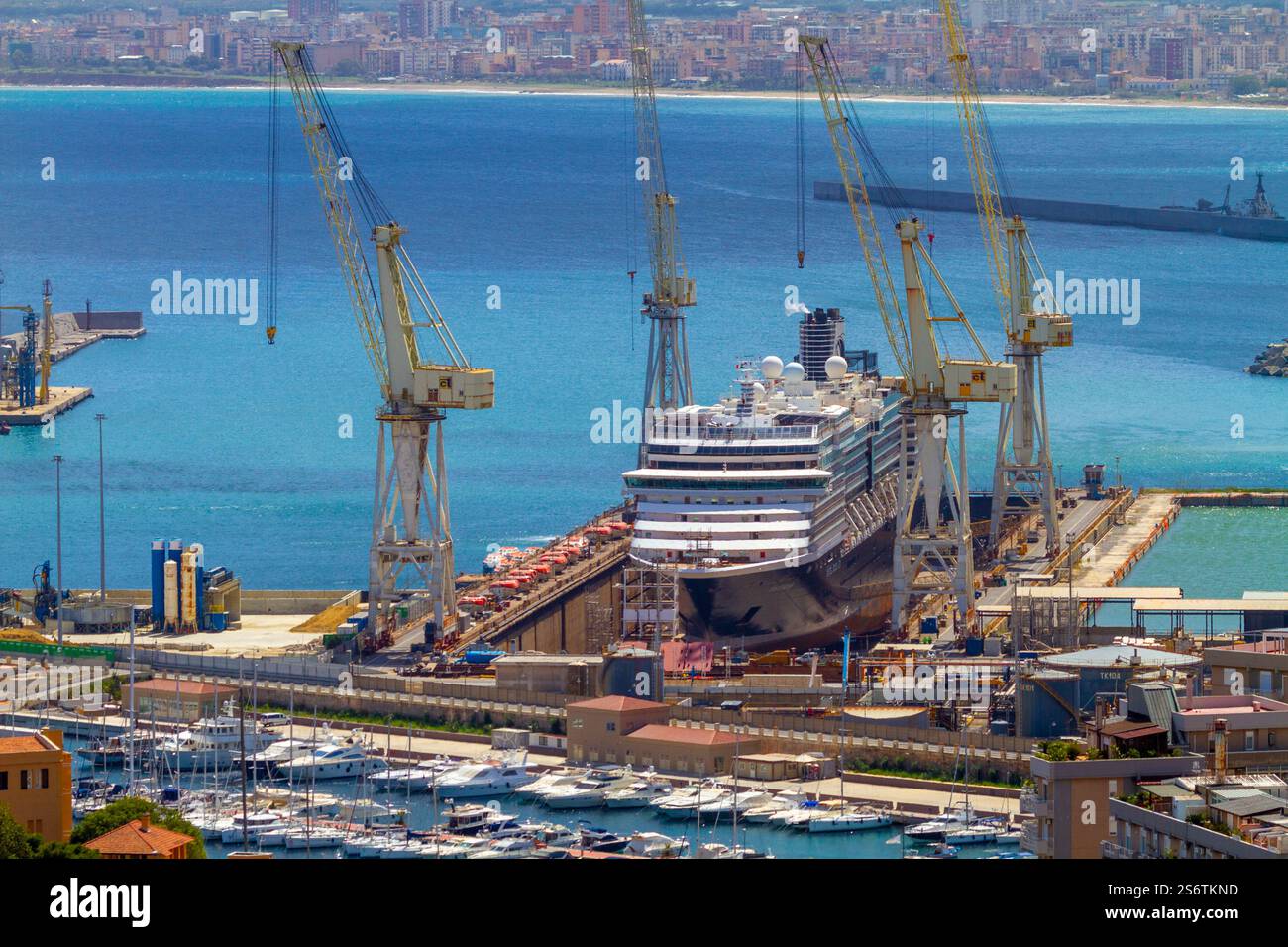 Italy, Sicily, Palermo. Cruise ship in dry dock at port. Ship The ...