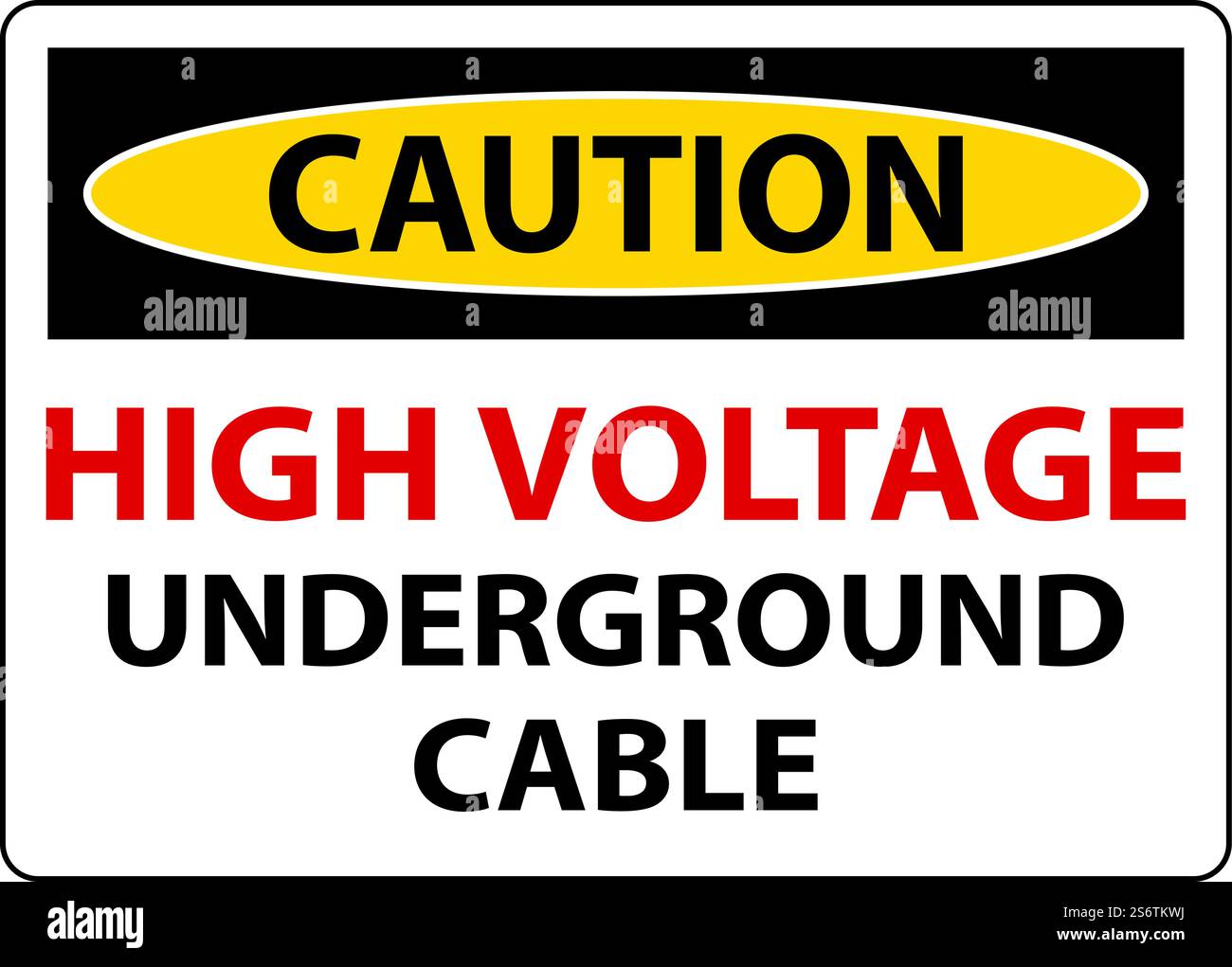 Caution High Voltage Cable Underground Sign On White Background Stock ...