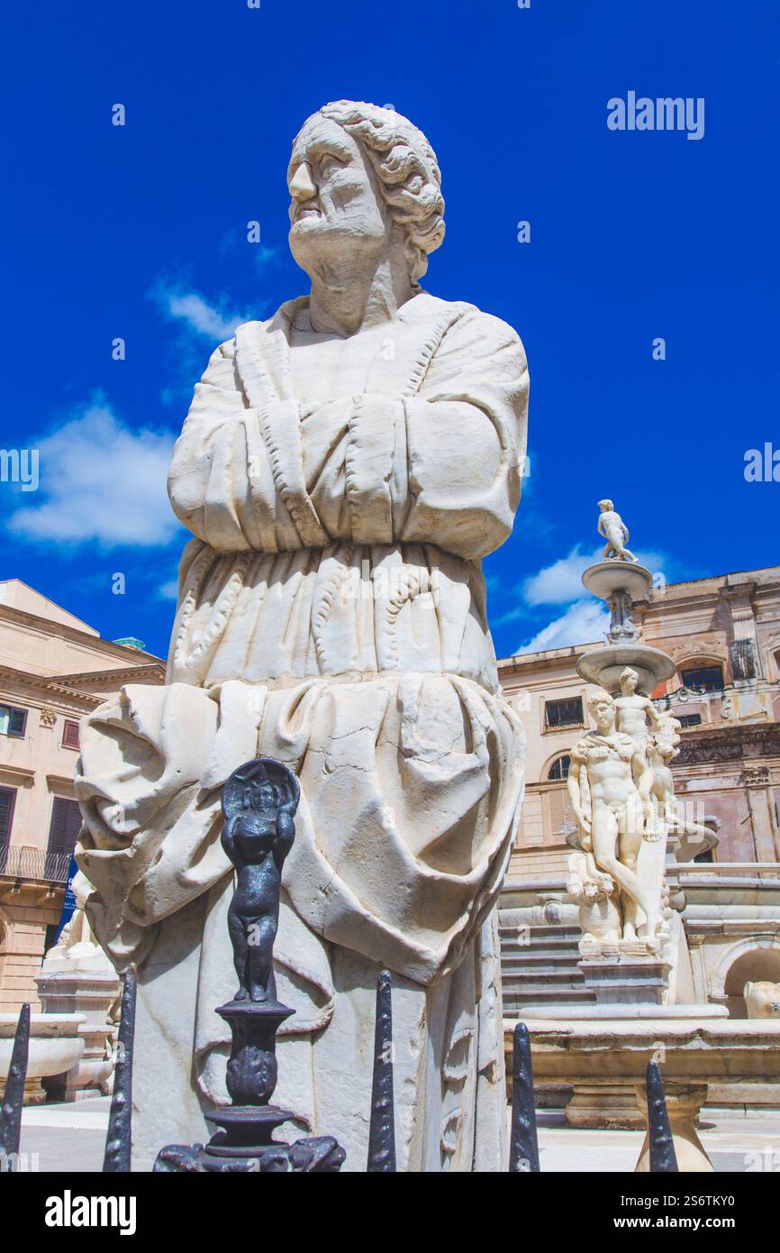 Italy, Sicily, Palermo. Piazza Pretoria. The Praetorian Fountain ...
