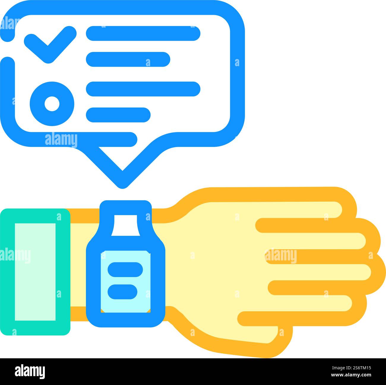 watch notification color icon vector. watch notification sign. isolated ...