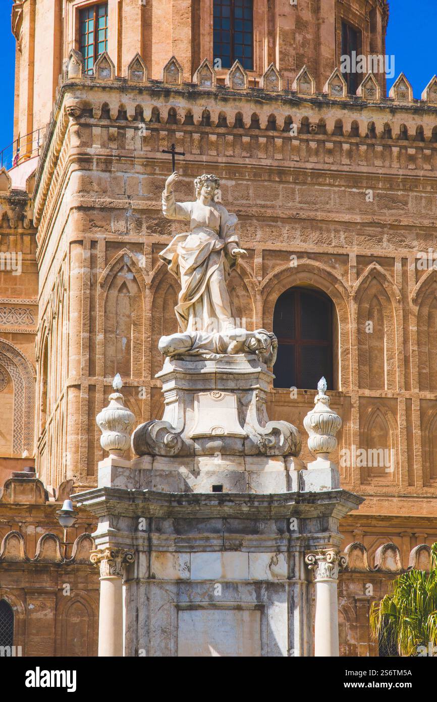 Italy, Sicily, Palermo. Palermo Cathedral. the statue of Saint Rosalie ...