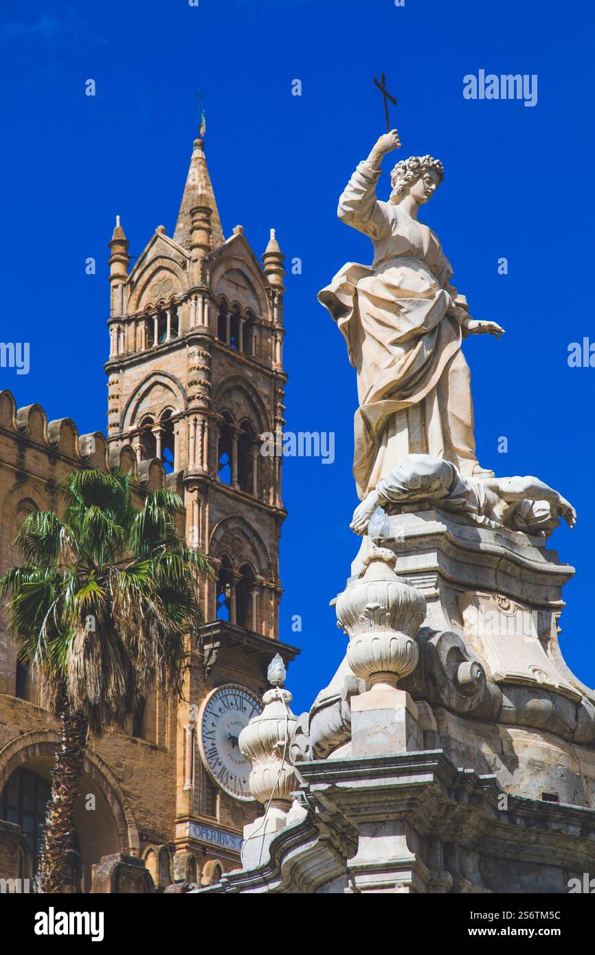 Italy, Sicily, Palermo. Palermo Cathedral. the statue of Saint Rosalie ...