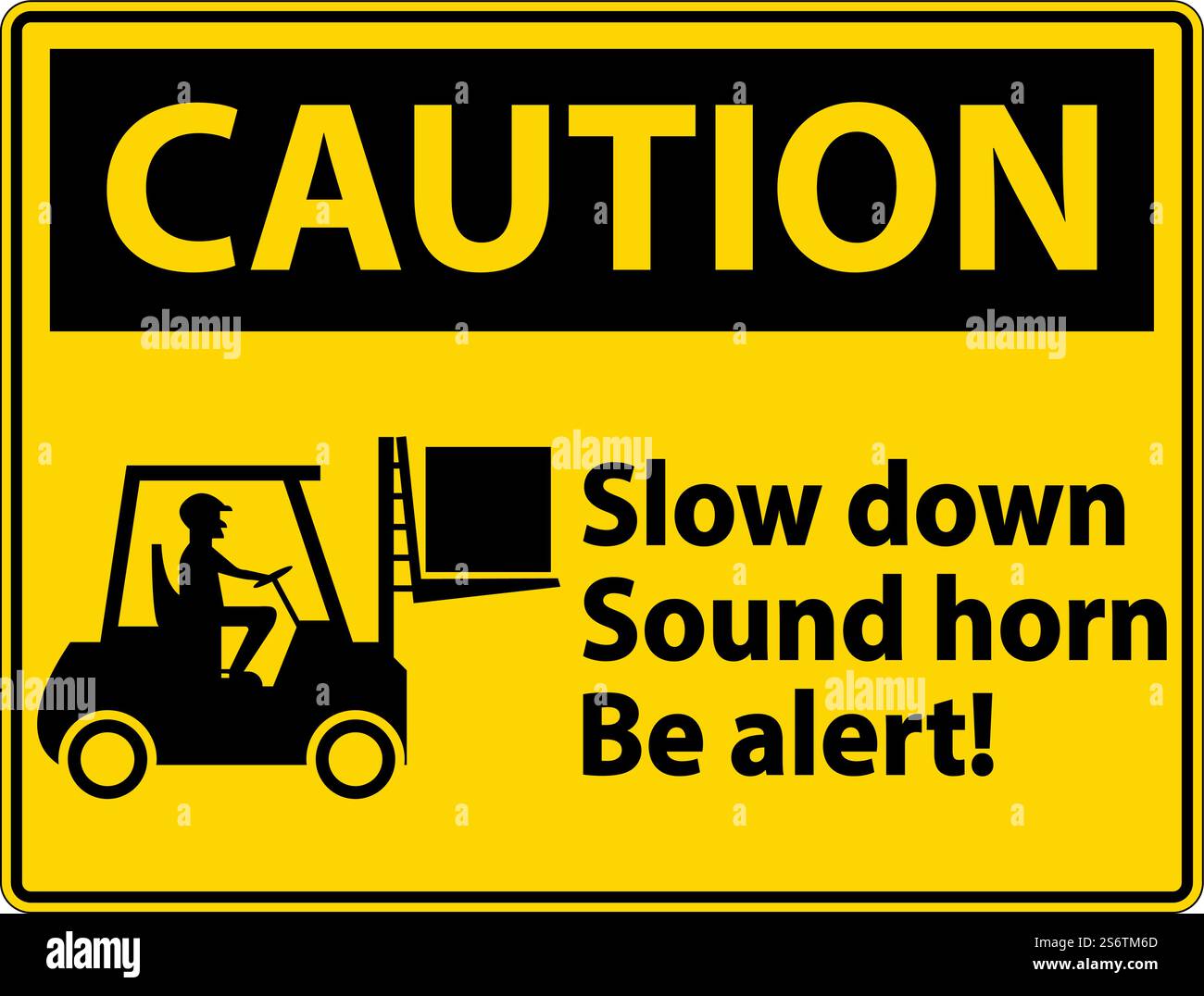 Warning 2-Way Slow Down Sound Horn Sign On White Background Stock ...