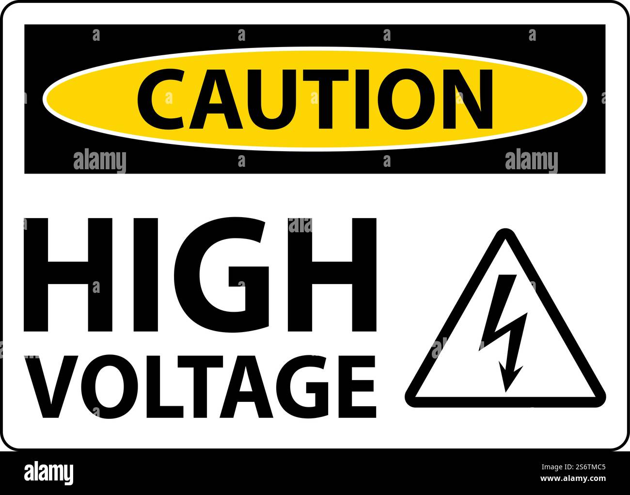 Caution High Voltage Sign On White Background Stock Vector Image & Art ...