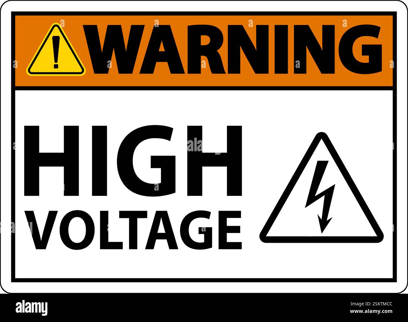 Warning High Voltage Sign On White Background Stock Vector Image & Art ...