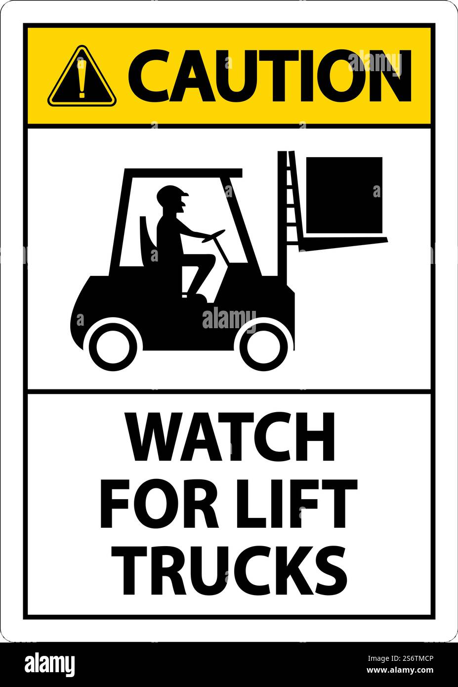 Caution Watch For Lift Trucks Sign On White Background Stock Vector ...