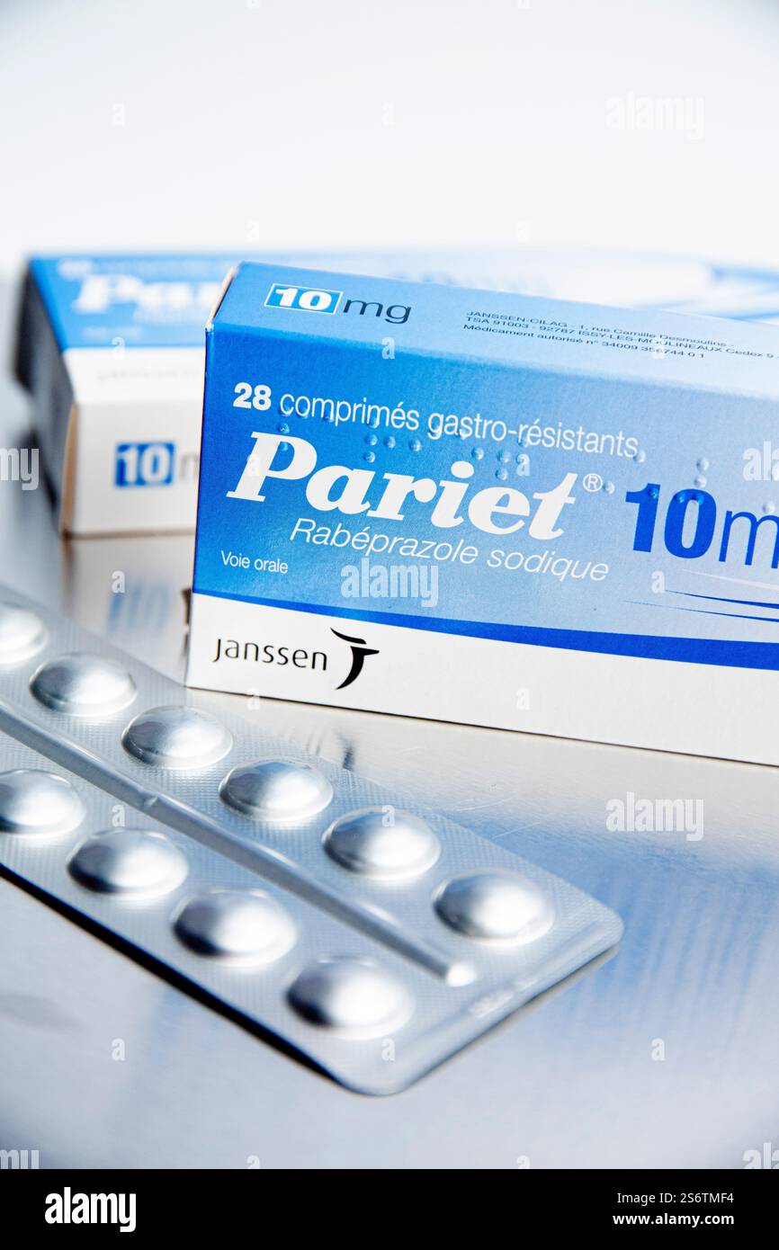 Still life of the drug Pariet, rabeprazole from the Janssen ...