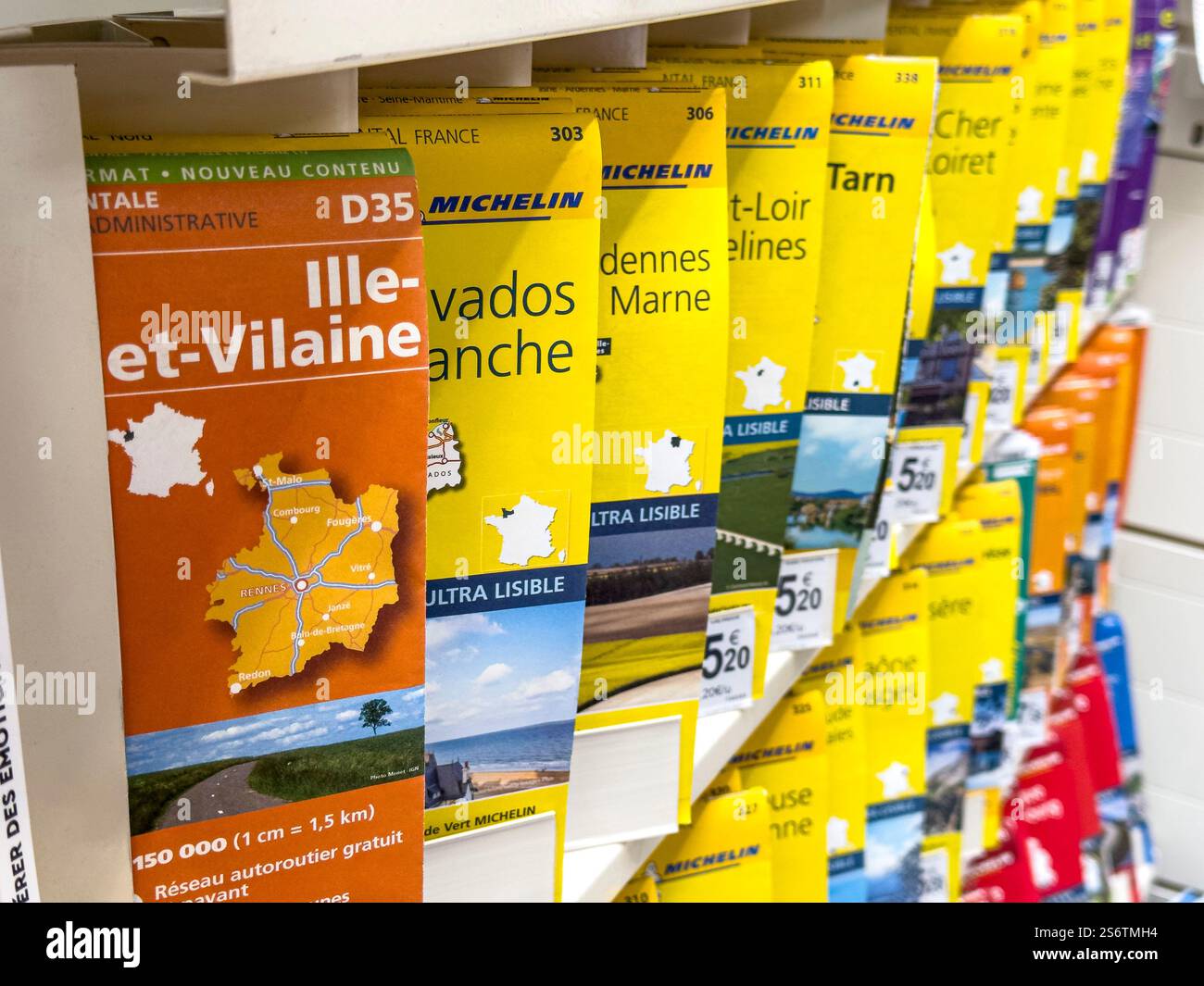 Maps of different French departments in a supermarket Stock Photo - Alamy