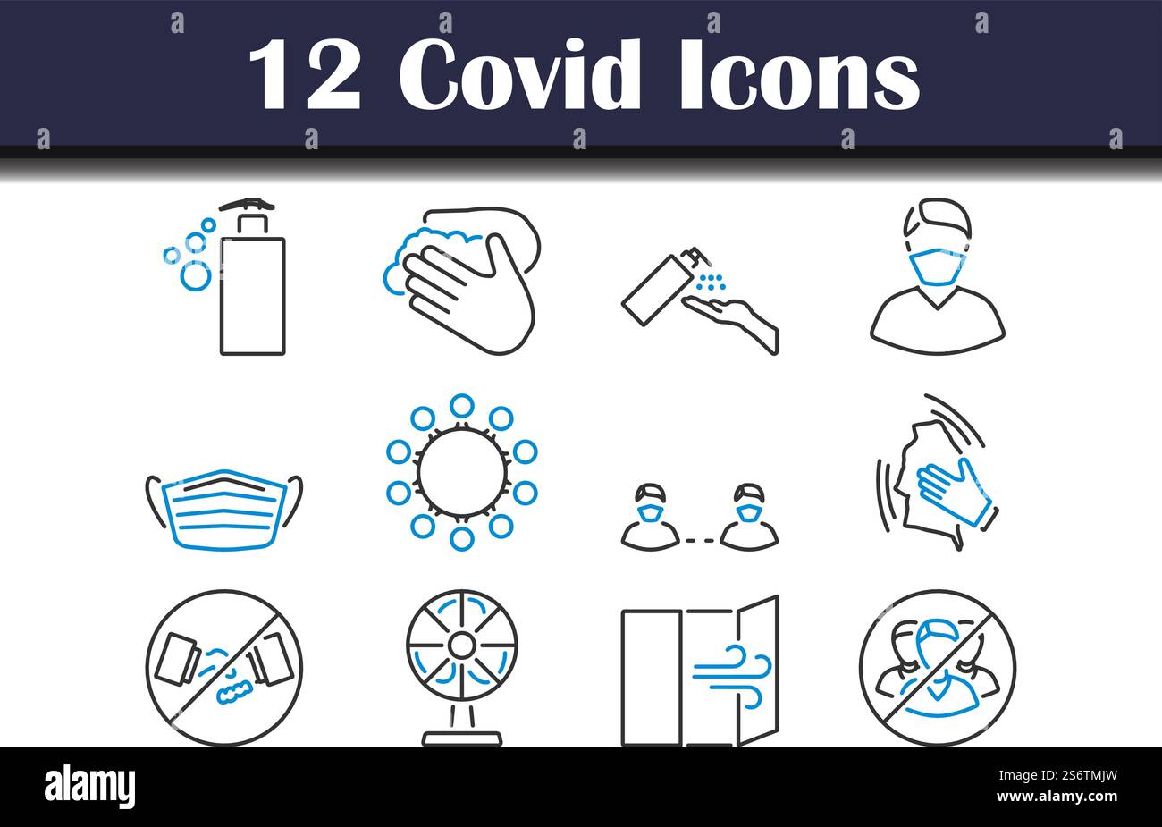 Covid Icon Set. Bold outline design with editable stroke width. Vector ...