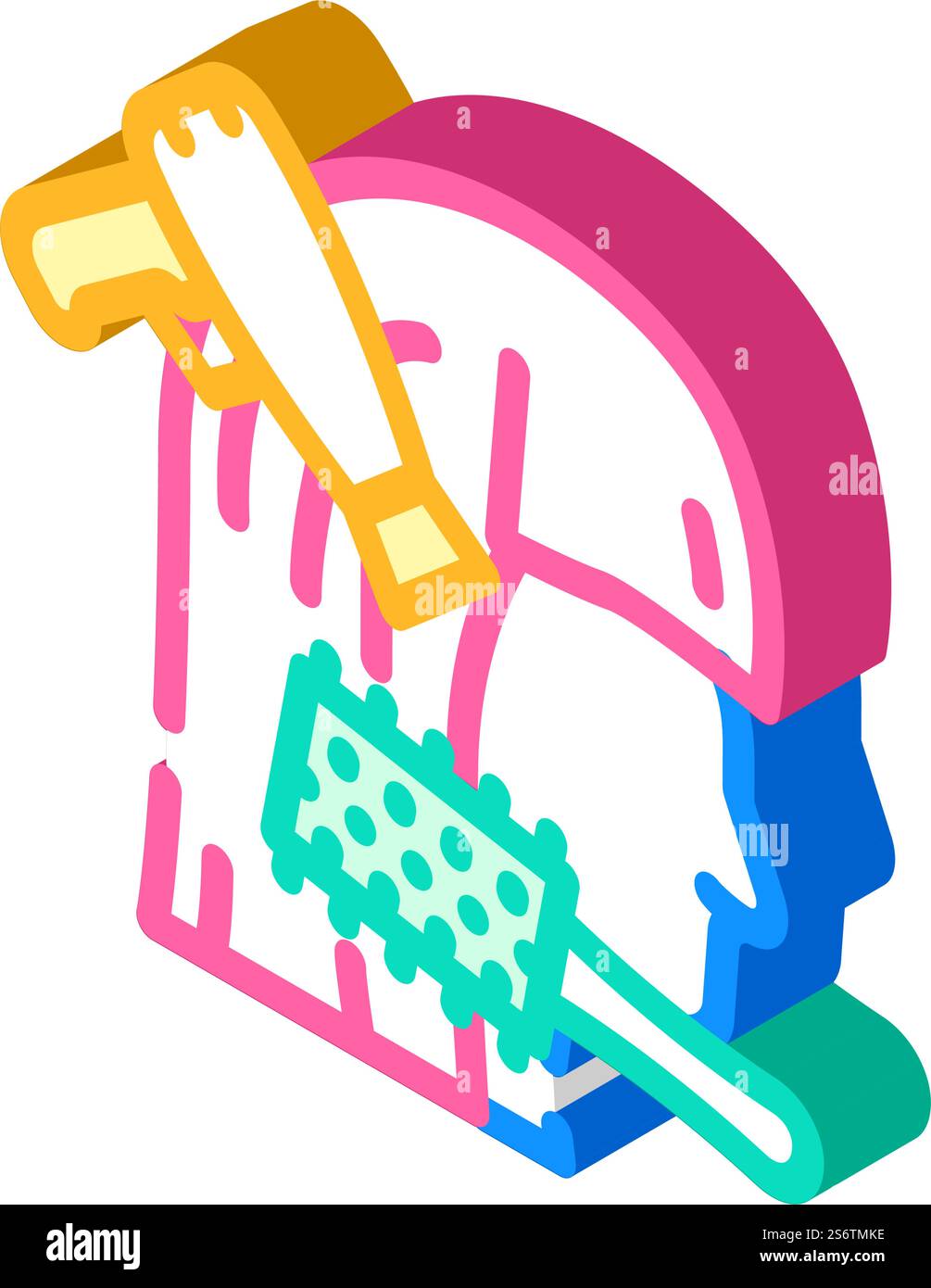 brushing hair isometric icon vector. brushing hair sign. isolated ...