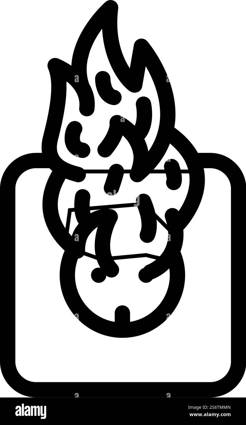 on fire socket line icon vector. on fire socket sign. isolated contour ...