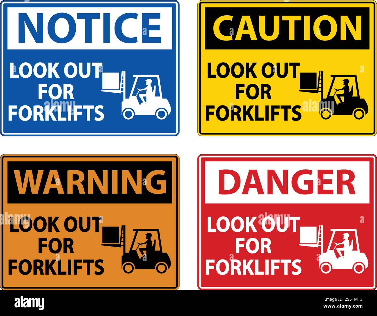2-Way Look Out For Forklifts Sign On White Background Stock Vector ...