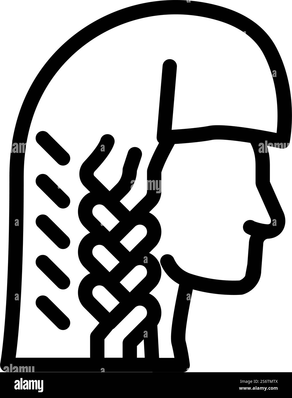 braiding hair line icon vector. braiding hair sign. isolated contour ...